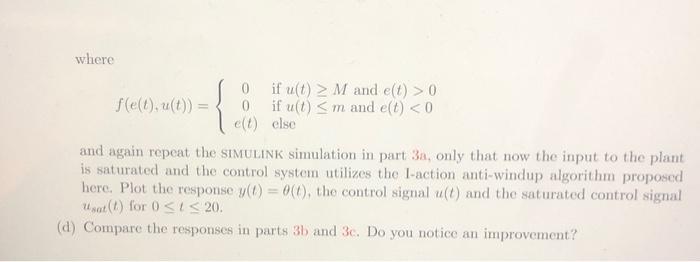 PI control with I-action Anti-windup Consider the | Chegg.com