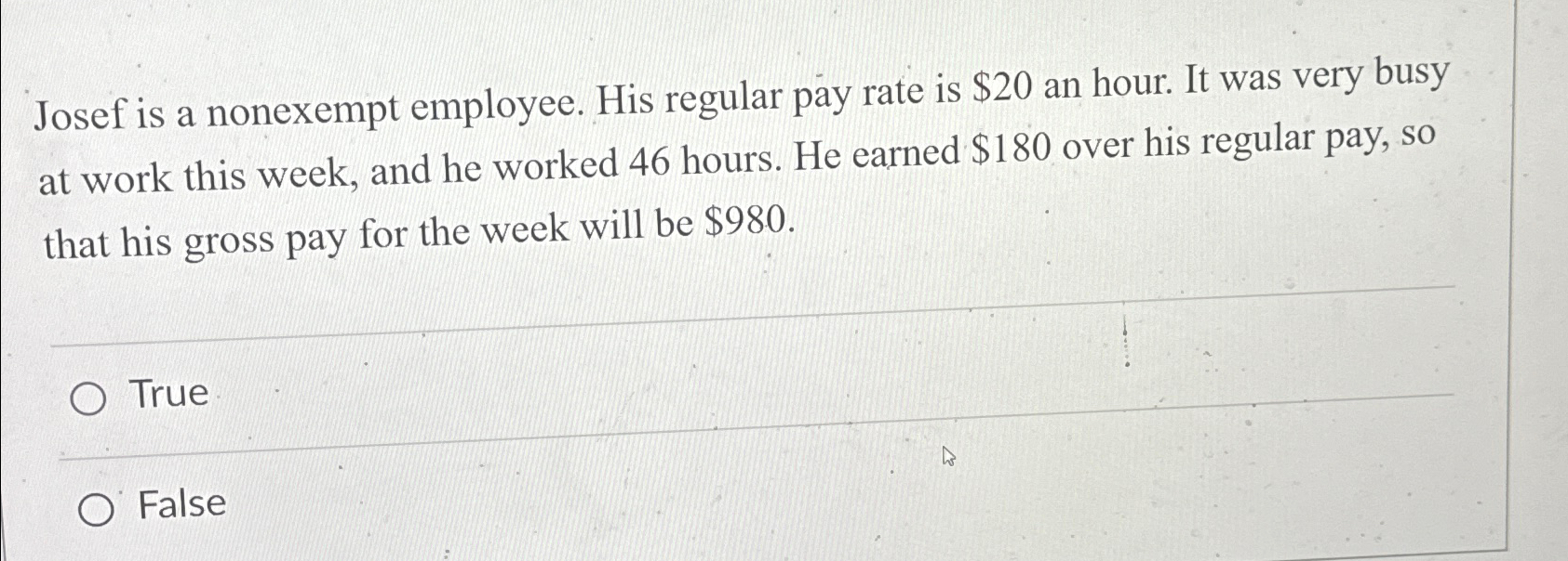 Solved Josef is a nonexempt employee. His regular pay rate | Chegg.com