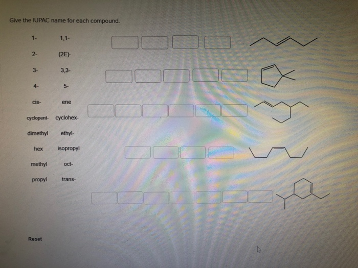 Solved Give the IUPAC name for each compound. 1,1- 2. (26) | Chegg.com