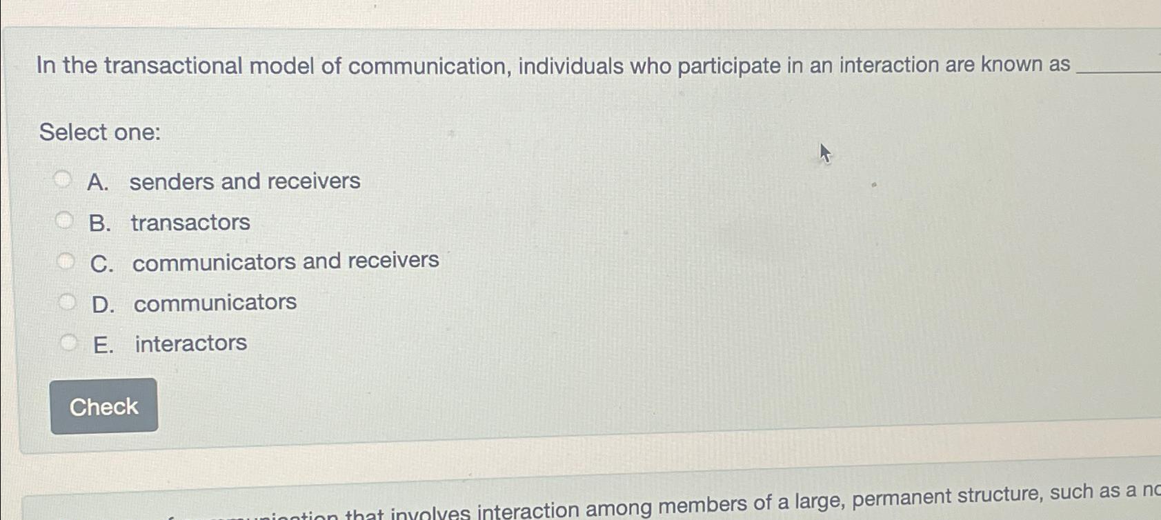 Solved In the transactional model of communication, | Chegg.com