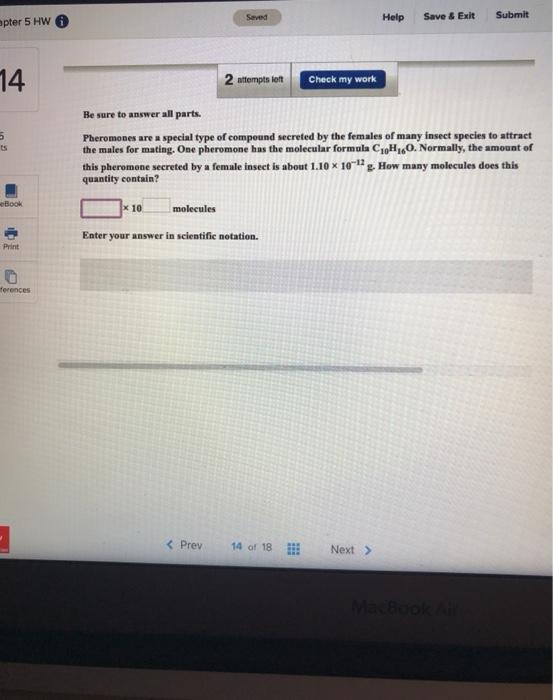Solved Seved Help Save & Exit Submit apter 5 HW 14 2 | Chegg.com
