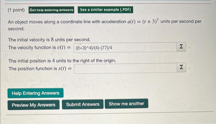 Solved An object moves along a coordinate line with | Chegg.com