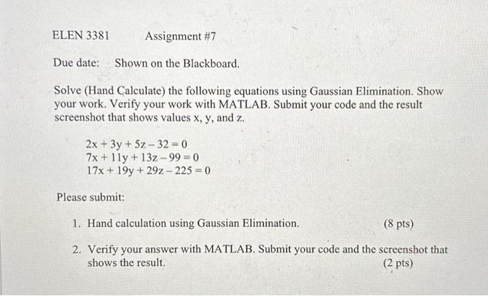 Solved Solve (Hand Calculate) the following equations using | Chegg.com