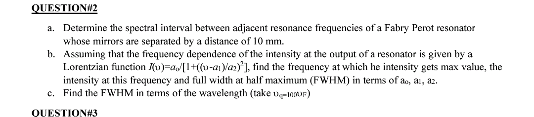 Solved A Determine The Spectral Interval Between Adjacent 7703