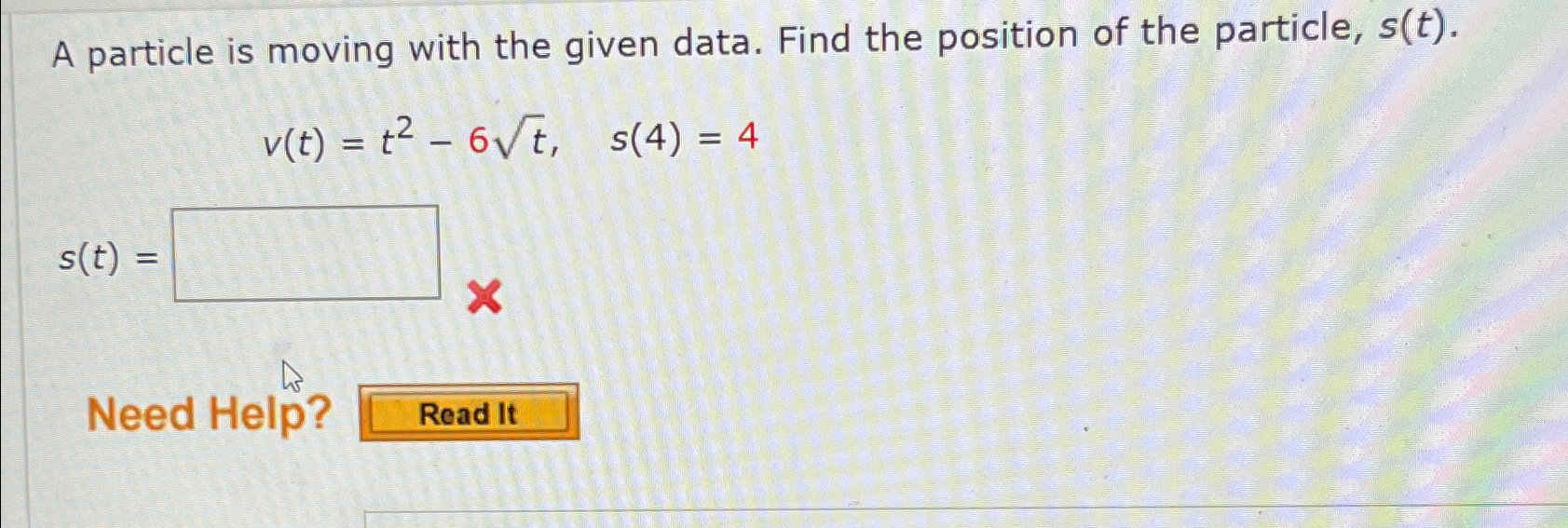 Solved A particle is moving with the given data. Find the | Chegg.com