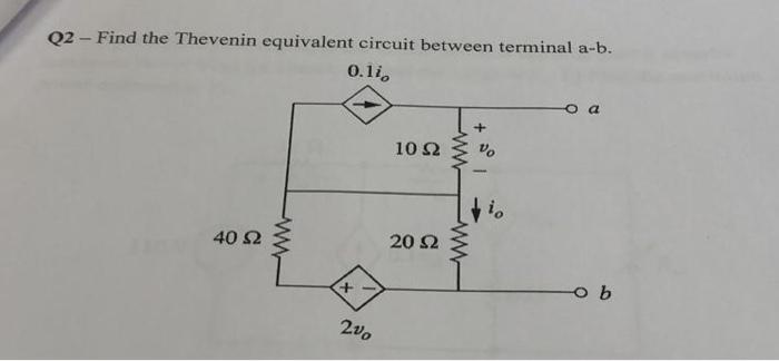 Solved Q2 - Find the Thevenin equivalent circuit between | Chegg.com