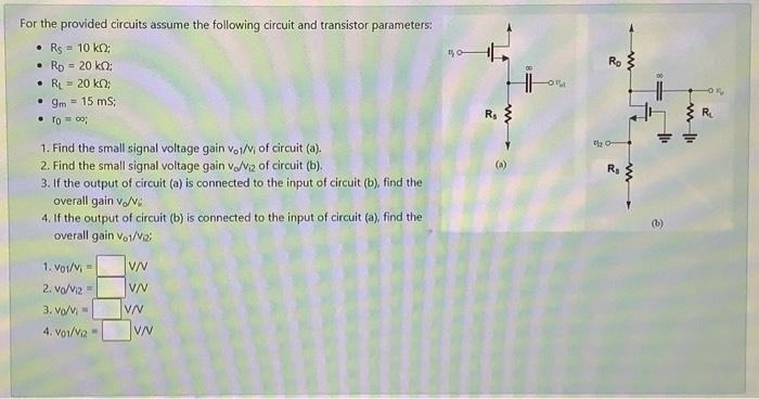 Solved For the provided circuits assume the following | Chegg.com