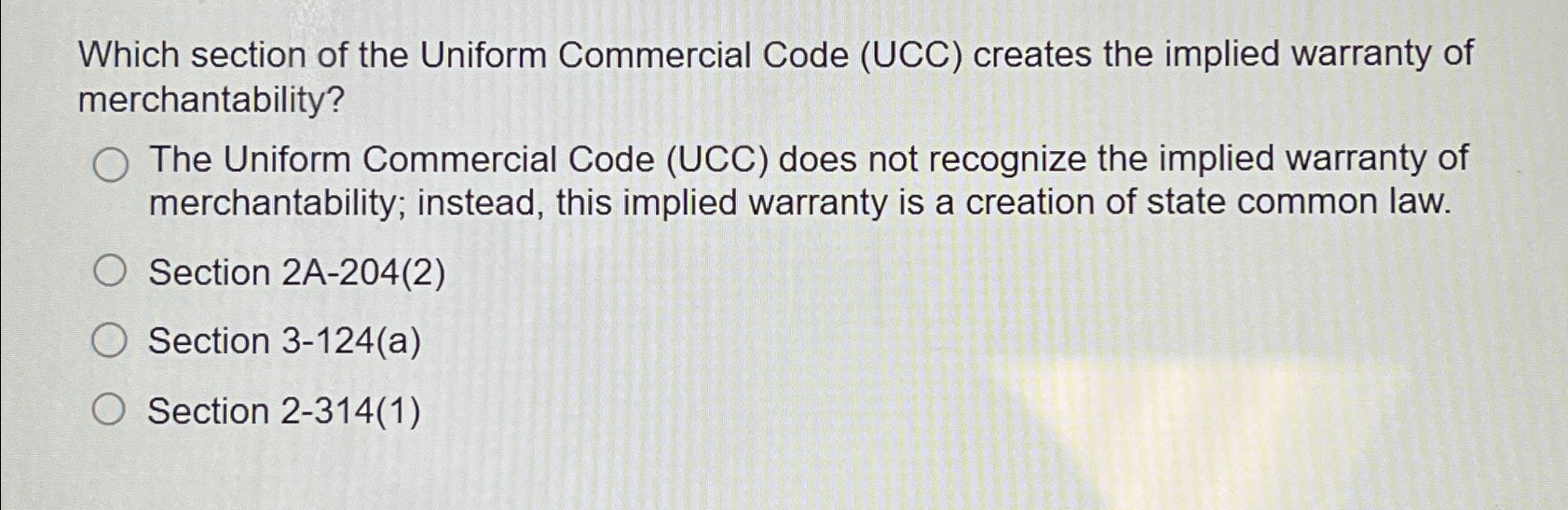 Solved Which section of the Uniform Commercial Code (UCC) | Chegg.com