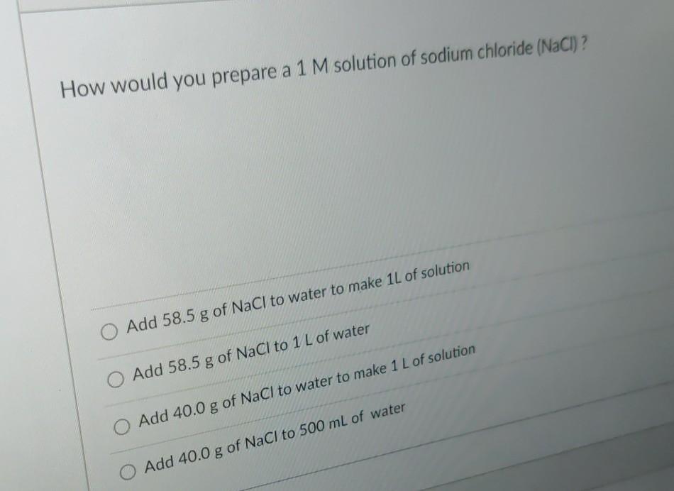 Solved How would you prepare a 1 M solution of sodium | Chegg.com