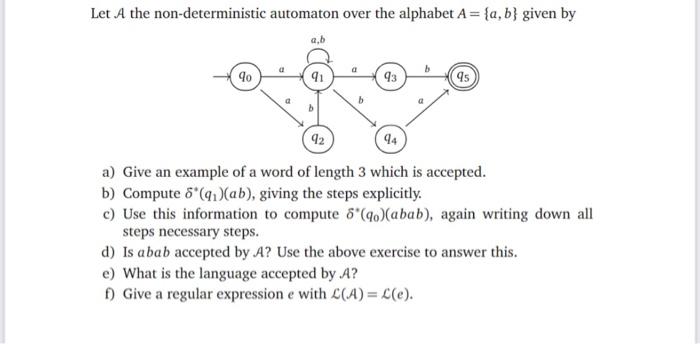 Solved Let A the non-deterministic automaton over the | Chegg.com