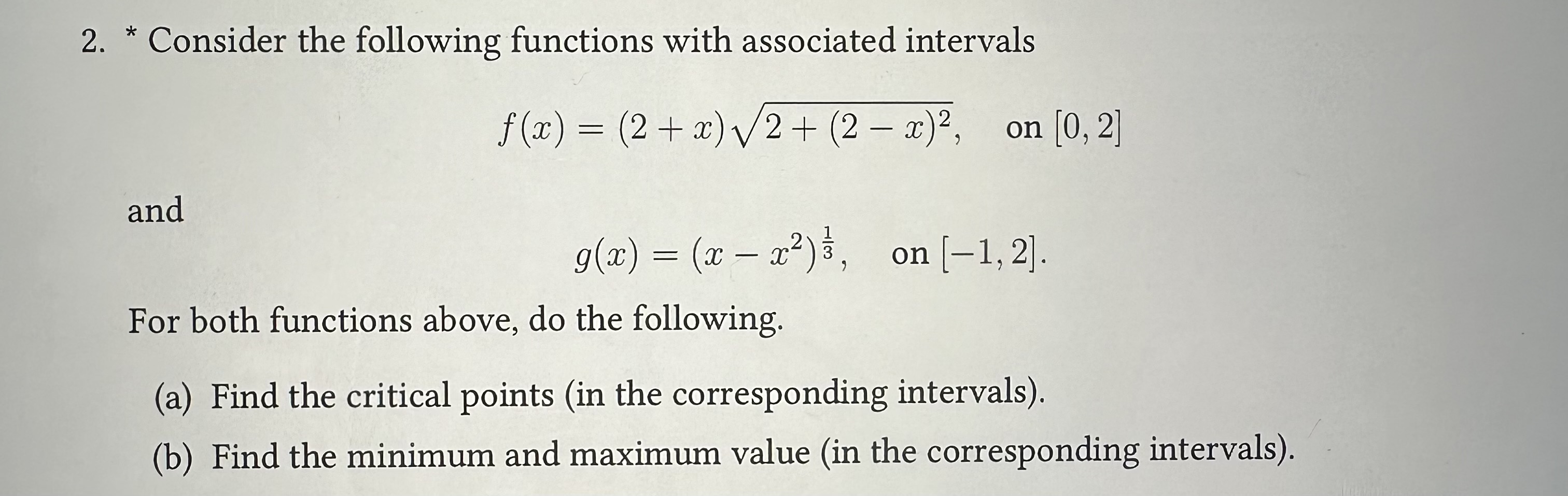 Solved Consider the following functions with associated | Chegg.com