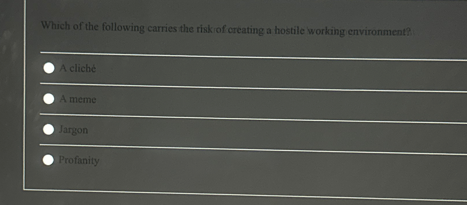 Solved Which of the following carries the tisk of creating a | Chegg.com