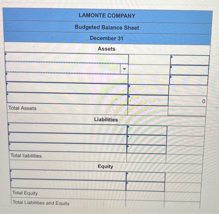 Solved LAMONTE COMPANY Budgeted Balance SheetRequired | Chegg.com