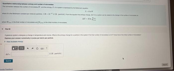 Solved Quantitative relationship between entropy and number | Chegg.com