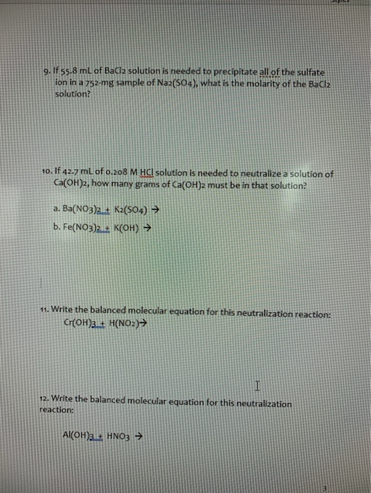 Solved ll 9.1f55.8 ml of BaCl2 solution is needed to | Chegg.com