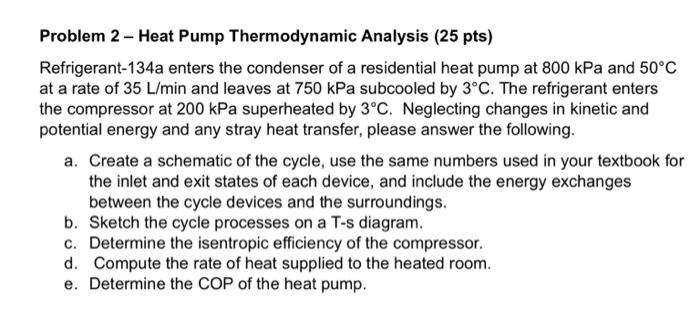Solved Problem 2 - Heat Pump Thermodynamic Analysis (25 pts) | Chegg.com