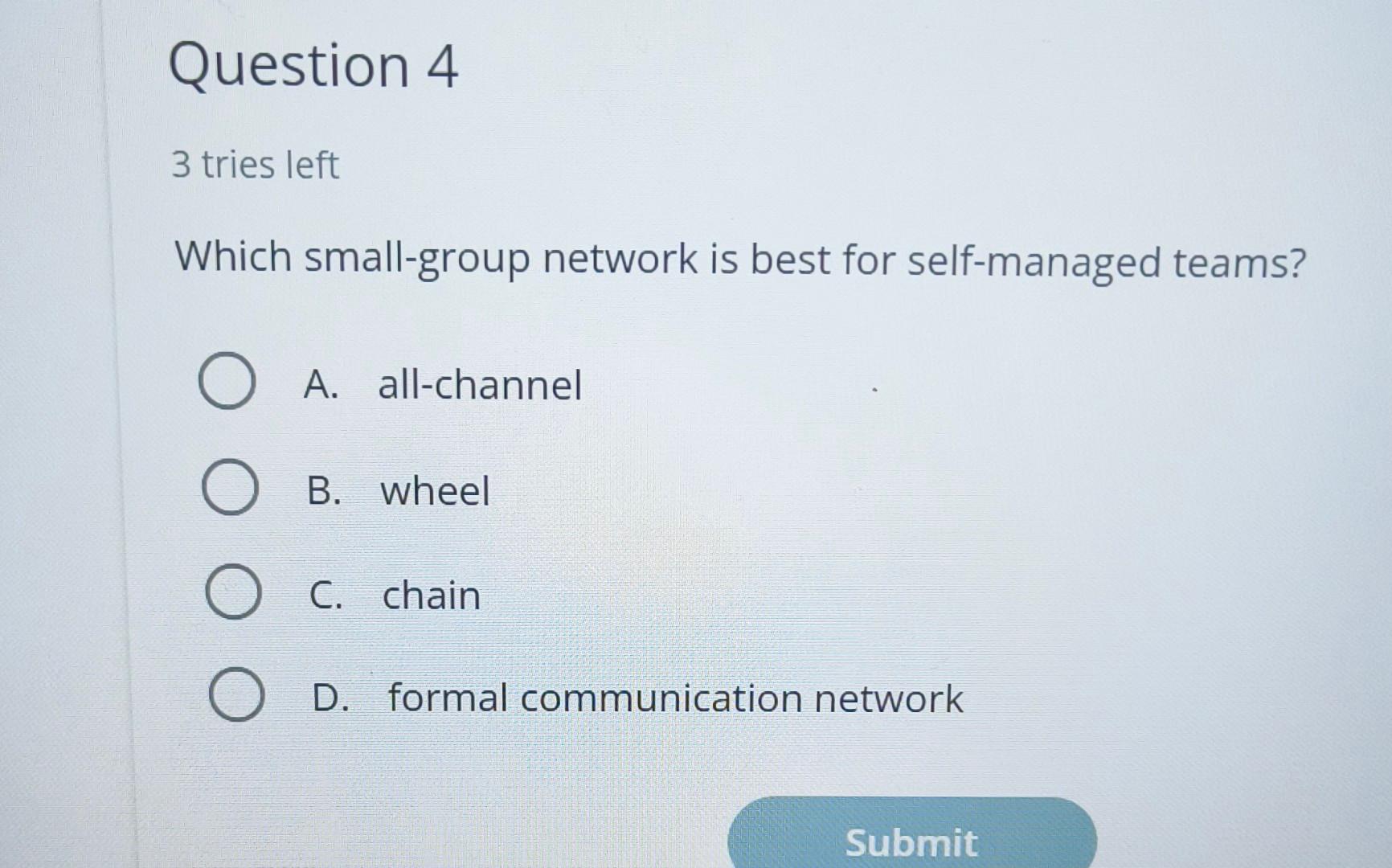 3 tries left Which small-group network is best for | Chegg.com