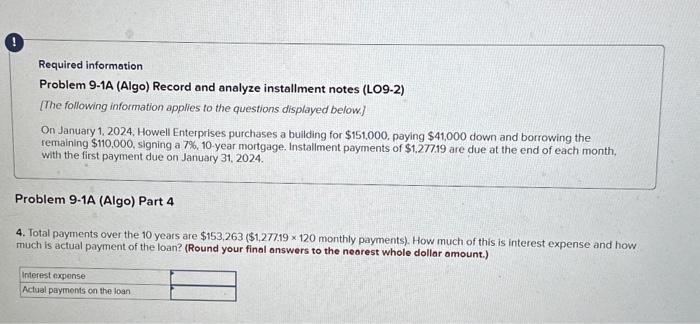 Solved Required information Problem 9-1A (Algo) Record and | Chegg.com