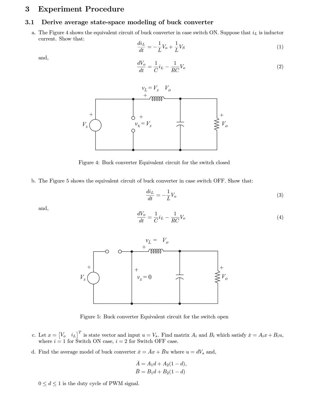 Solved 3 Experiment Procedure 3.1 Derive average state-space | Chegg.com