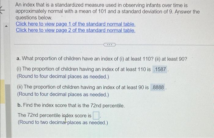 Solved An index that is a standardized measure used in | Chegg.com