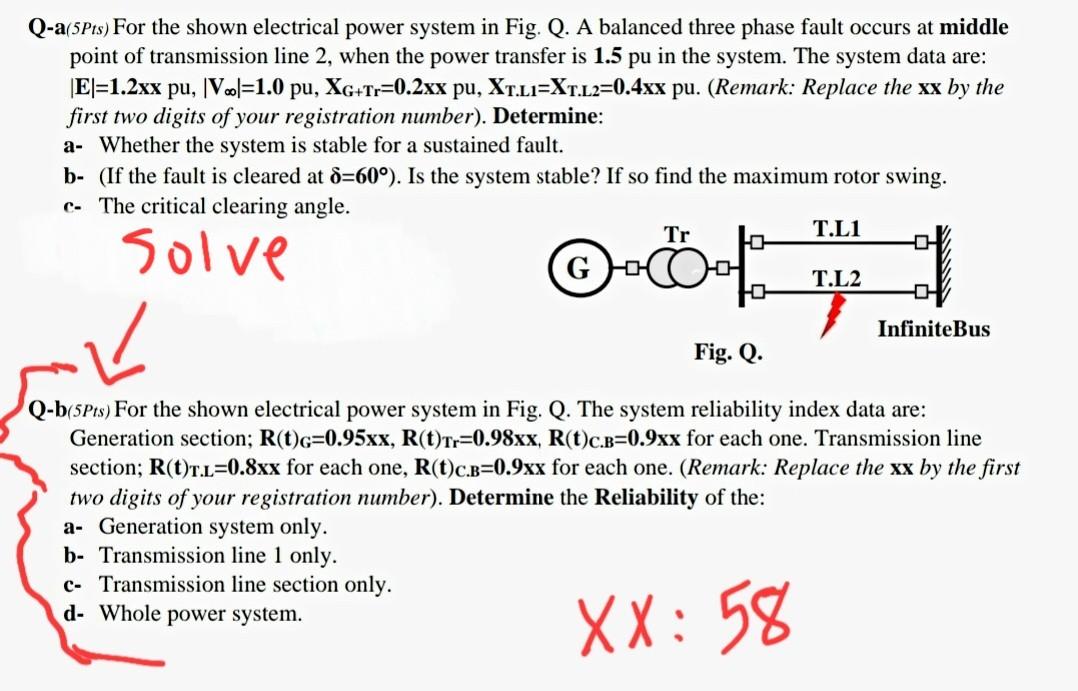 Solved Q-a(5Pts) For the shown electrical power system in | Chegg.com