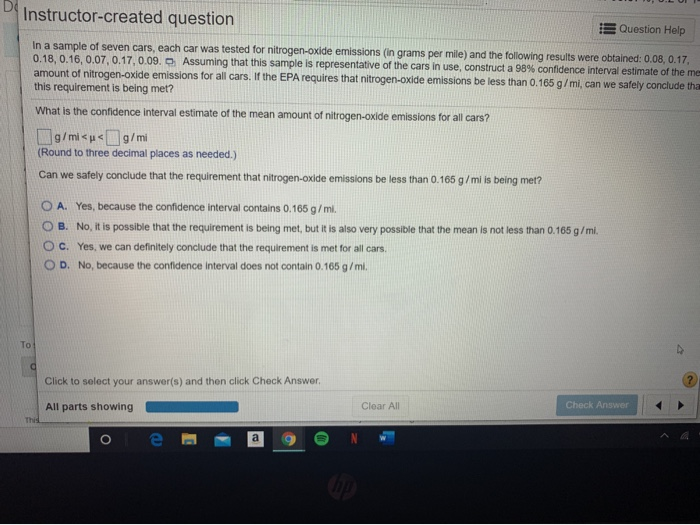 Solved Instructor-created question Question Help In a sample | Chegg.com