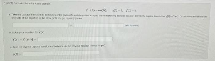 Solved 11 point) Consider the initial value problem | Chegg.com