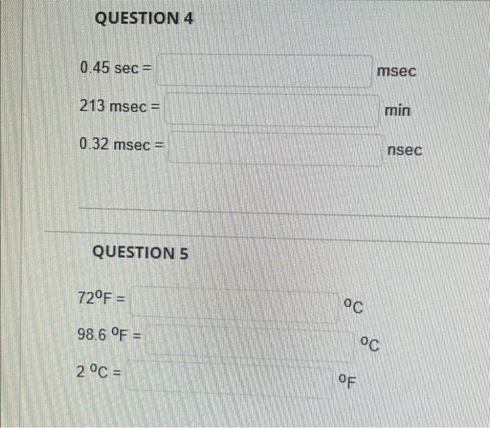 Solved QUESTION 4 0.45 sec = 213 msec = 0.32 msec = QUESTION | Chegg.com