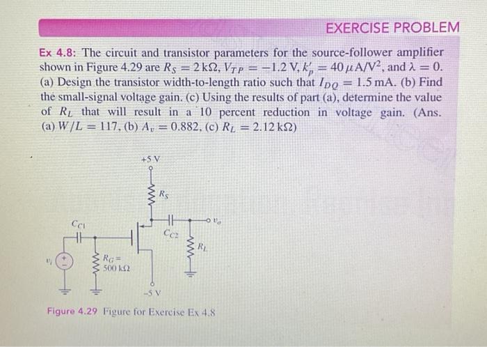 Solved Ex 4.8: The circuit and transistor parameters for the | Chegg.com