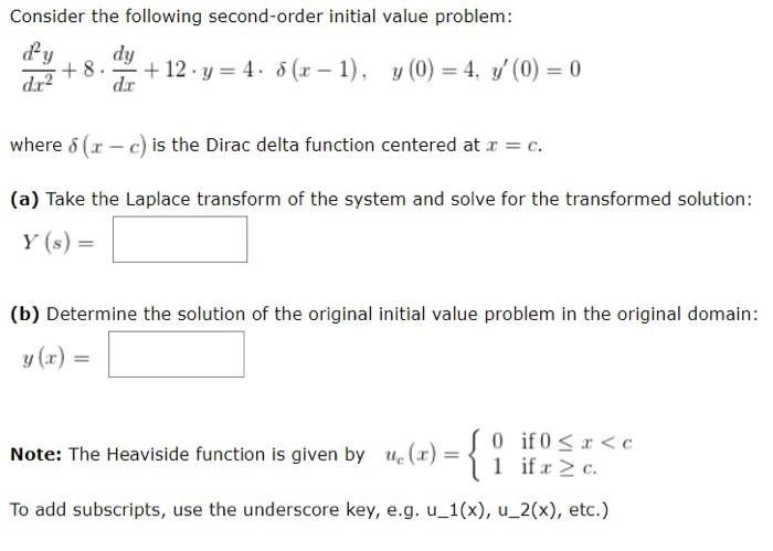 Solved Consider the following second-order initial value | Chegg.com