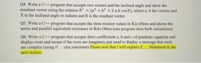 Solved Q4. Write a CH program that accepts two vectors and | Chegg.com