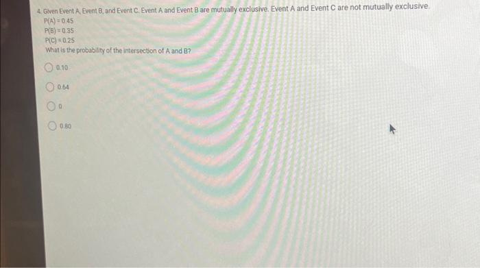 Solved 4. Given Event A, Event B, and Event C. Event A and | Chegg.com