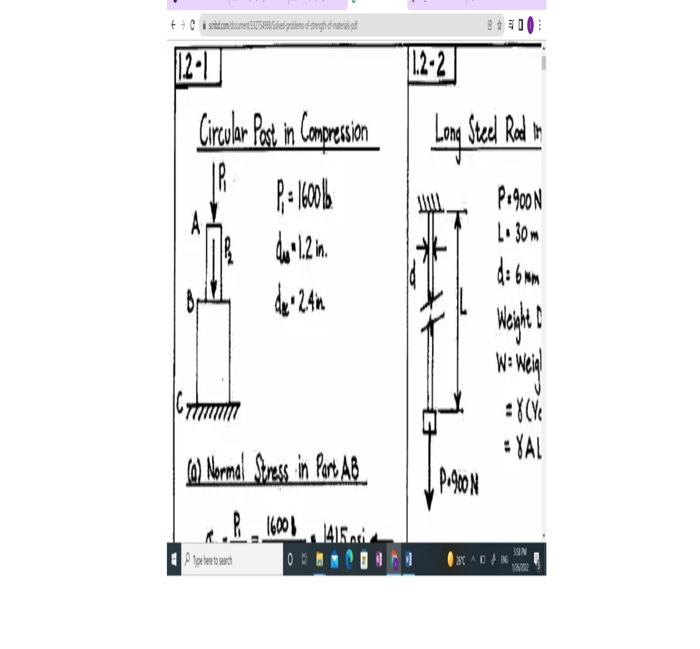 Solved Problem 1: The loads P, and P, are applied on a | Chegg.com
