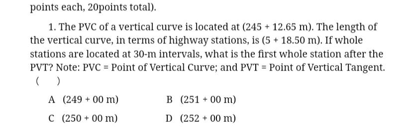 Solved points each, 20points total). 1. The PVC of a | Chegg.com
