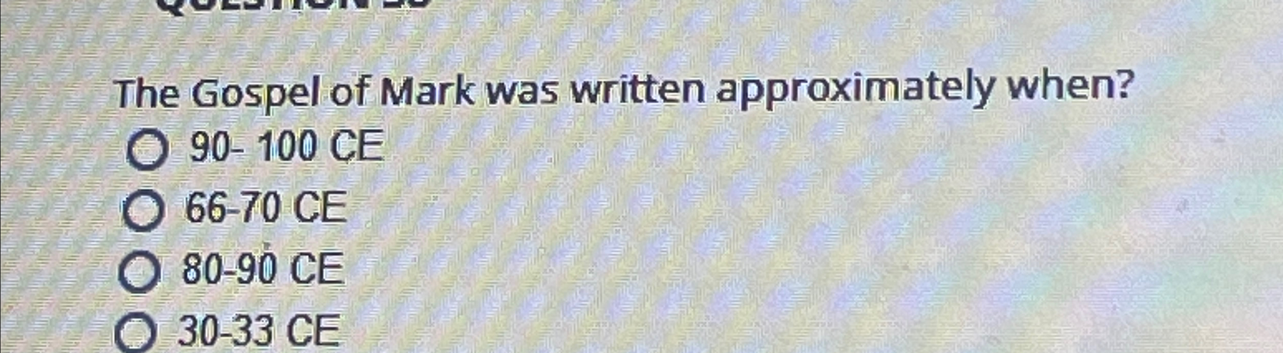 Solved The Gospel of Mark was written approximately | Chegg.com