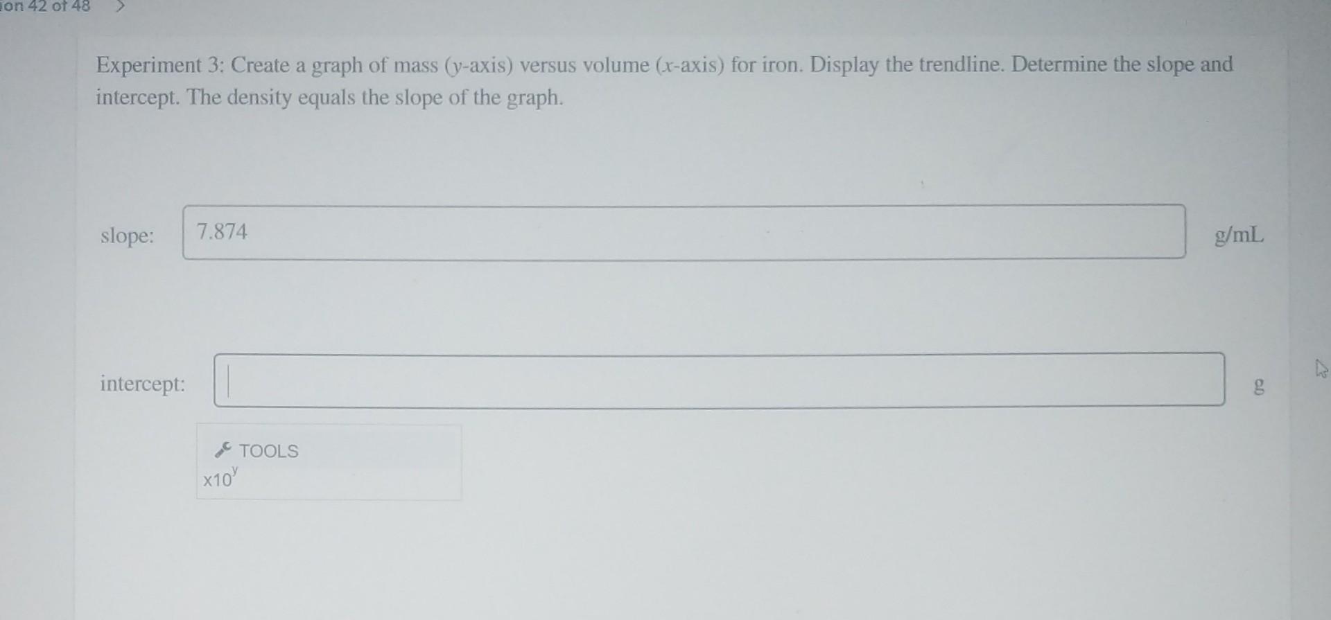 Jon 42 of 48 Experiment 3: Create a graph of mass | Chegg.com