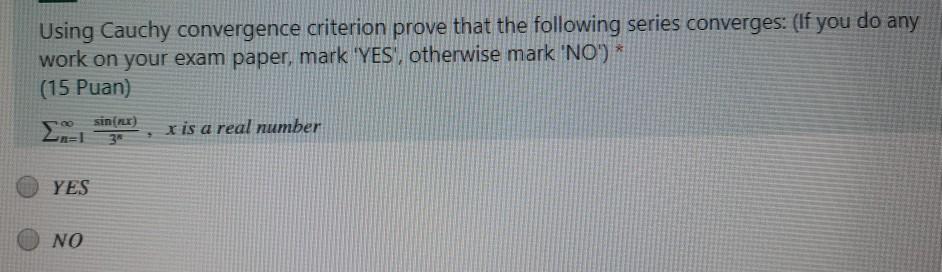 Solved Using Cauchy convergence criterion prove that the | Chegg.com