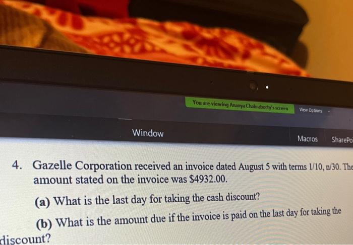 Solved 4. Gazelle Corporation received an invoice dated | Chegg.com Solved 4. Gazelle Corporation received an invoice dated | Chegg.com