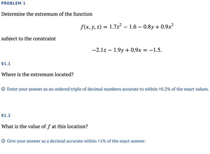 Solved Determine the extremum of the function | Chegg.com