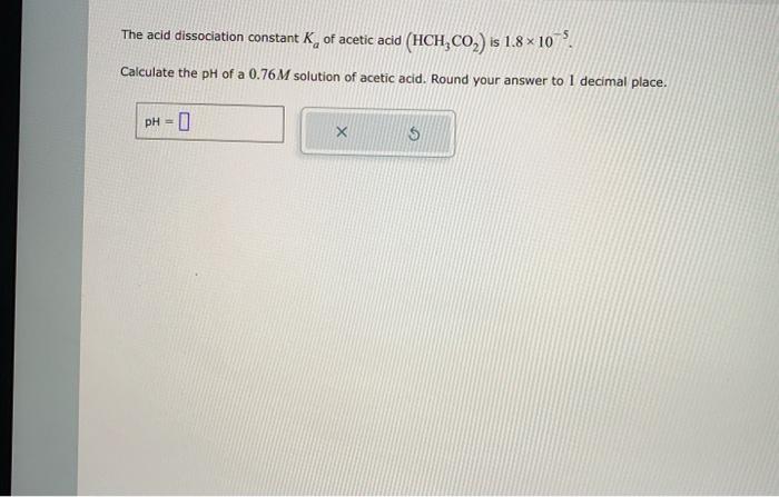 Solved The acid dissociation constant Ka of acetic acid | Chegg.com