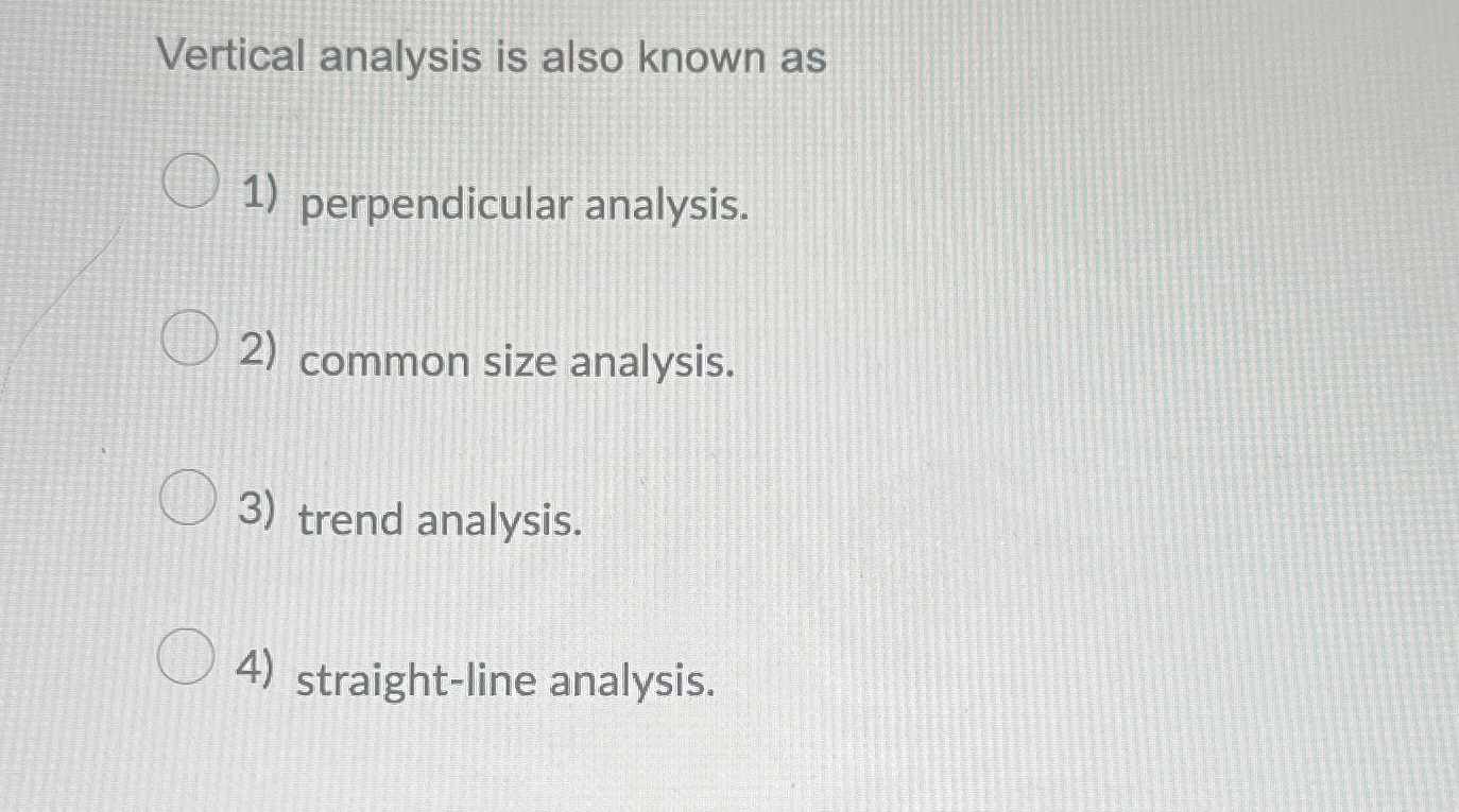 Solved Vertical analysis is also known asperpendicular | Chegg.com