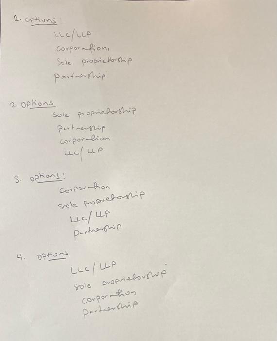 Solved 4. Forms of business organizations Businesses can be | Chegg.com