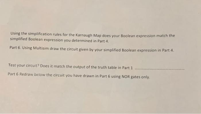Solved Part 4. Write down the simplified Boolean expression. | Chegg.com