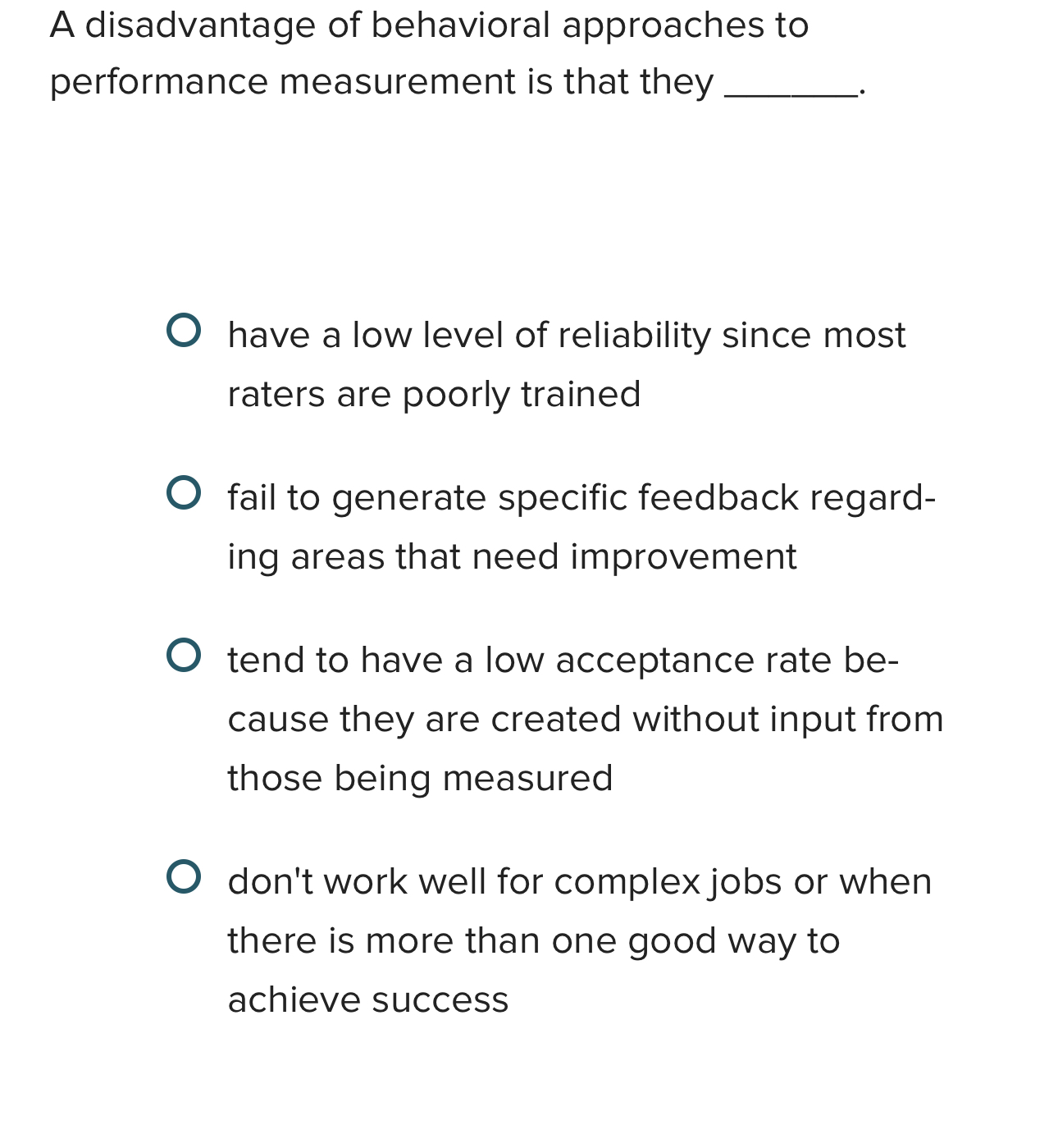 Solved A disadvantage of behavioral approaches to | Chegg.com