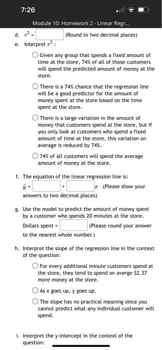 Solved 726 X Module 10 Homework 2 Linear Regr A 0169