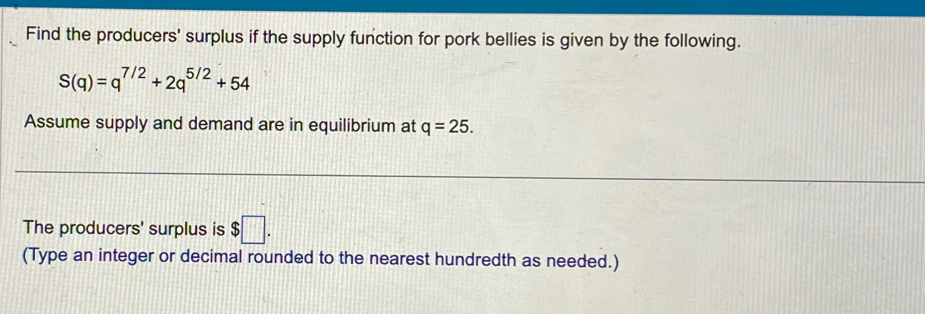 Solved Find the producers' surplus if the supply function | Chegg.com