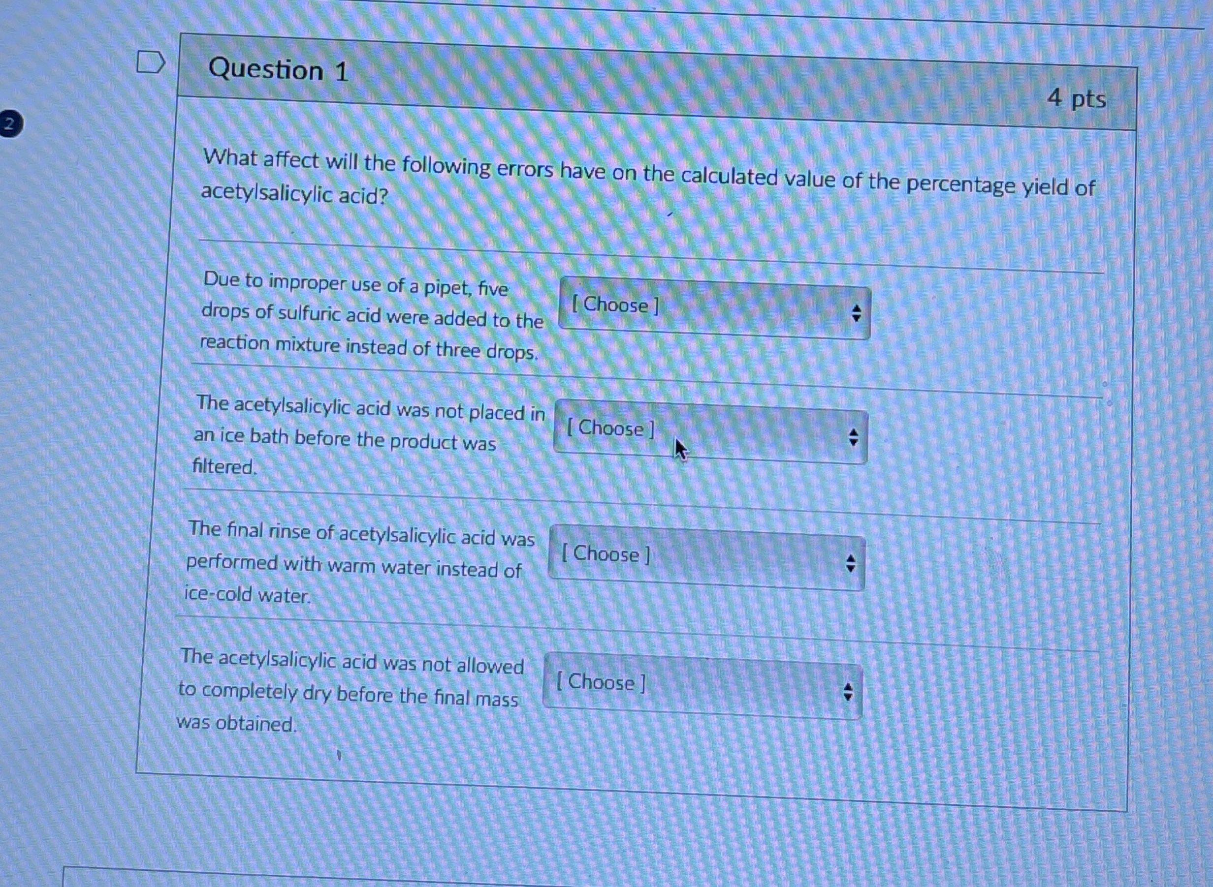 Solved Question 14 ﻿ptsWhat affect will the following errors | Chegg.com