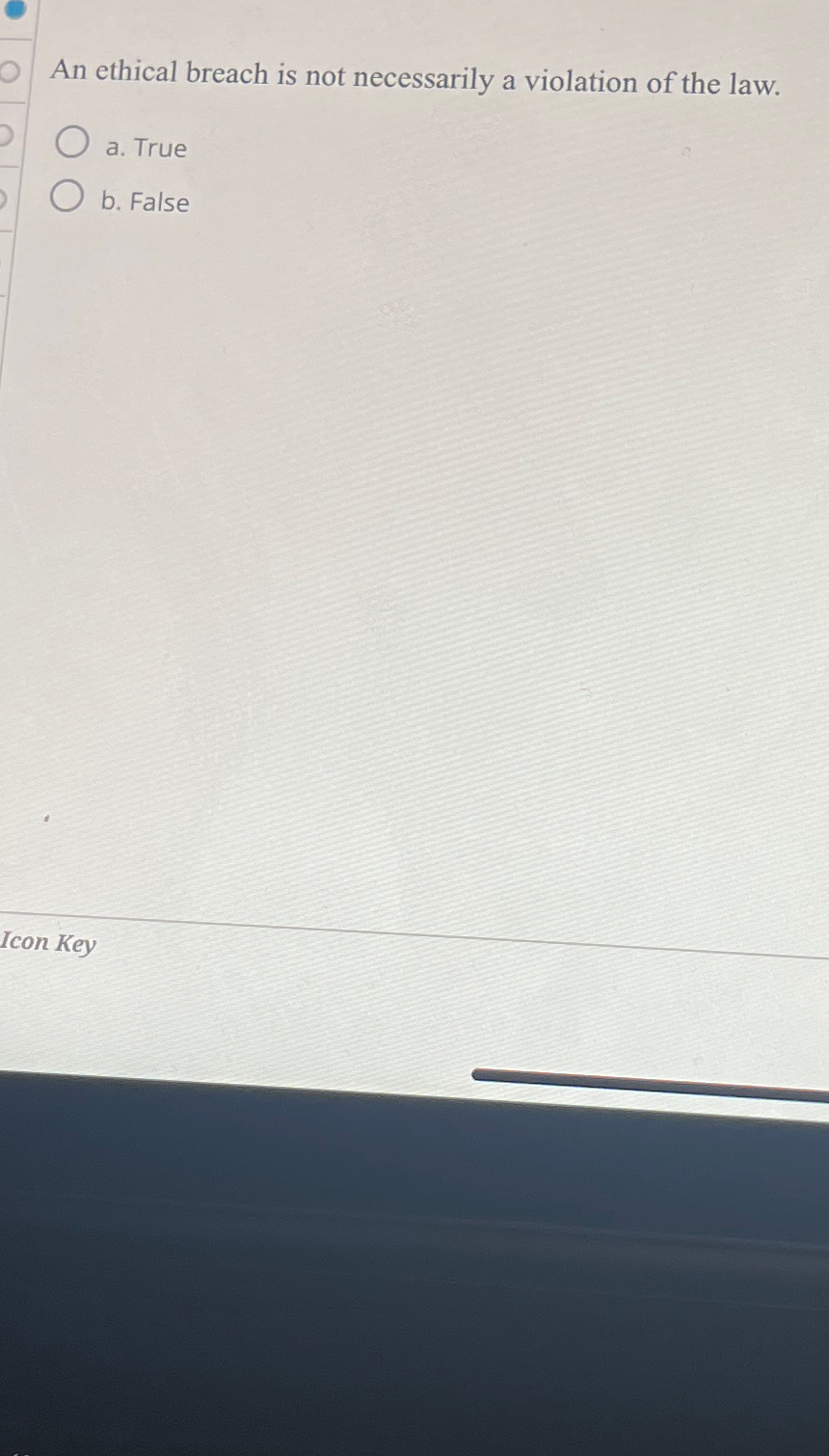 Solved An ethical breach is not necessarily a violation of | Chegg.com