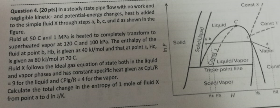 Solved In a steady state pipe flow with no work | Chegg.com