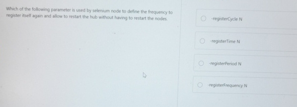 Solved Which of the following parameter is used by selenium | Chegg.com